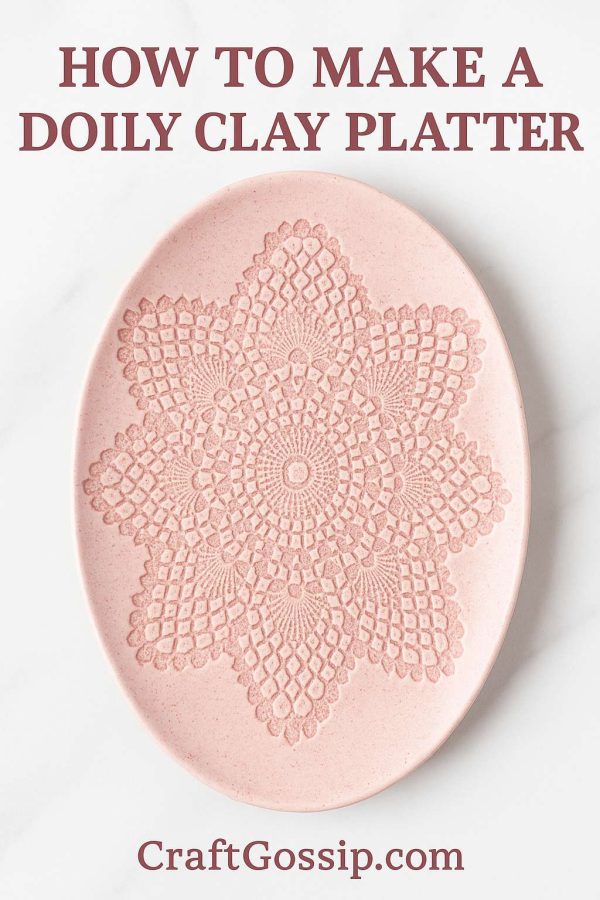DIY Pottery Clay Doily Platter with Pink Speckled Glaze – Polymer Clay