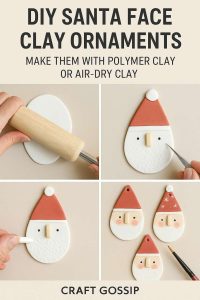 DIY Santa Face Clay Ornaments For Christmas – Polymer Clay